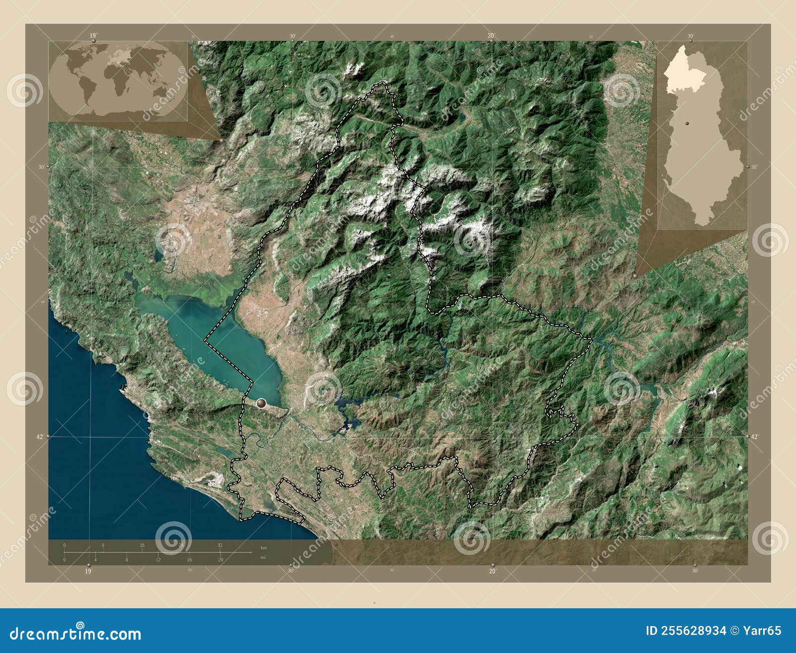 Shkoder, Albania. High-res Satellite. Capital Stock Illustration ...