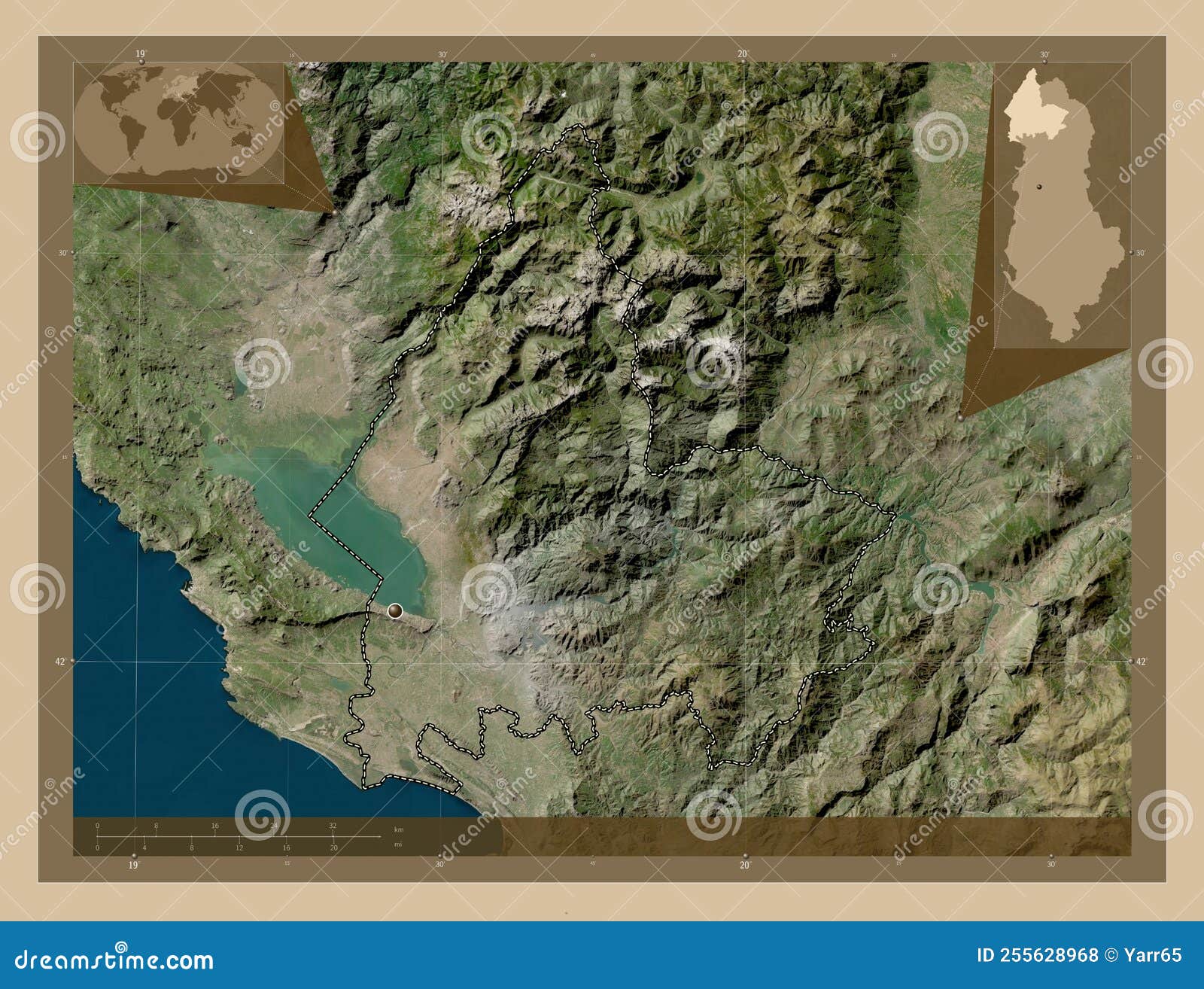 Shkoder, Albania. Low-res Satellite. Capital Stock Illustration ...