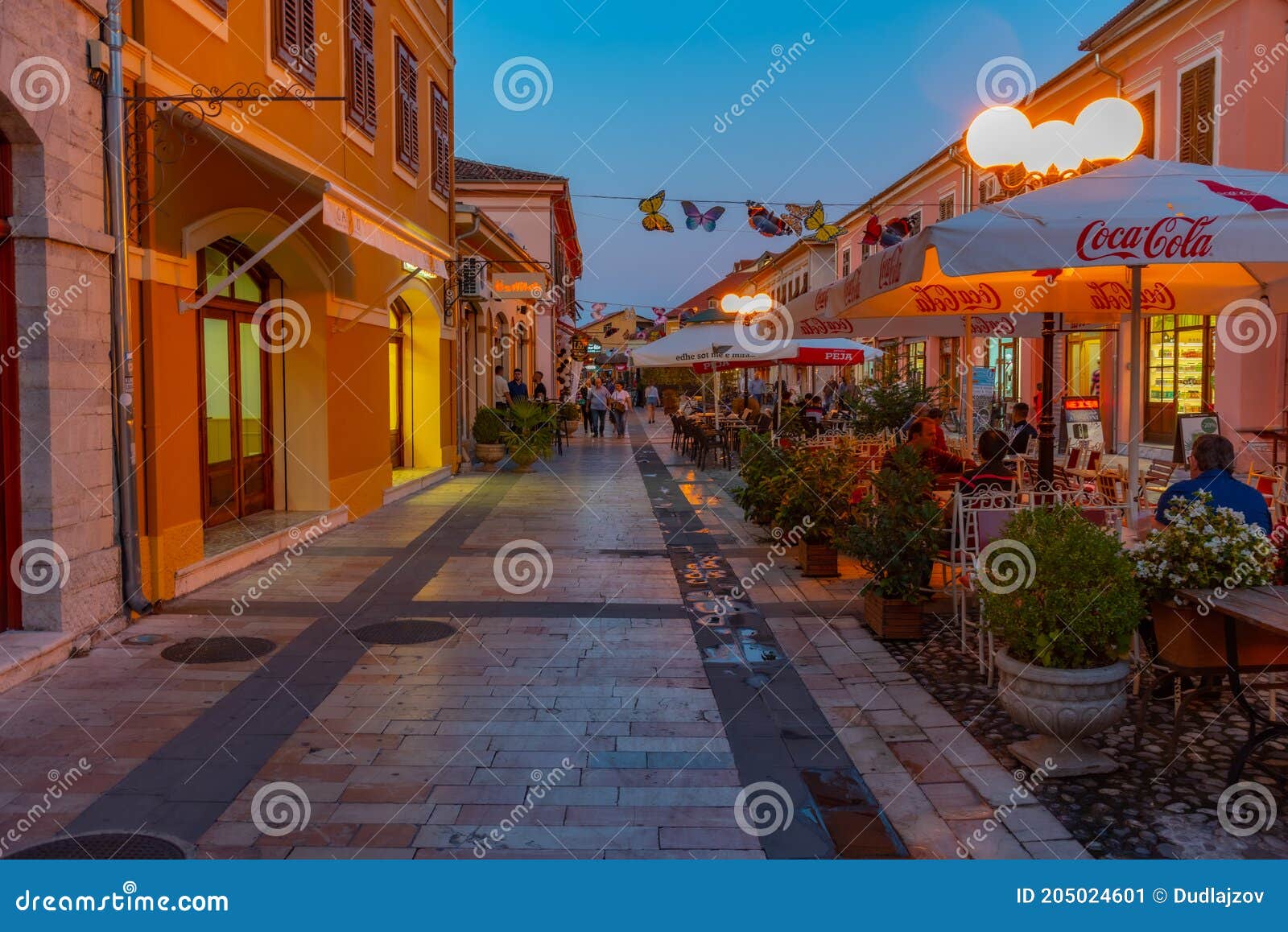 SHKODER, ALBANIA, SEPTEMBER 20, 2019: Sunset View of Rruga Kole ...
