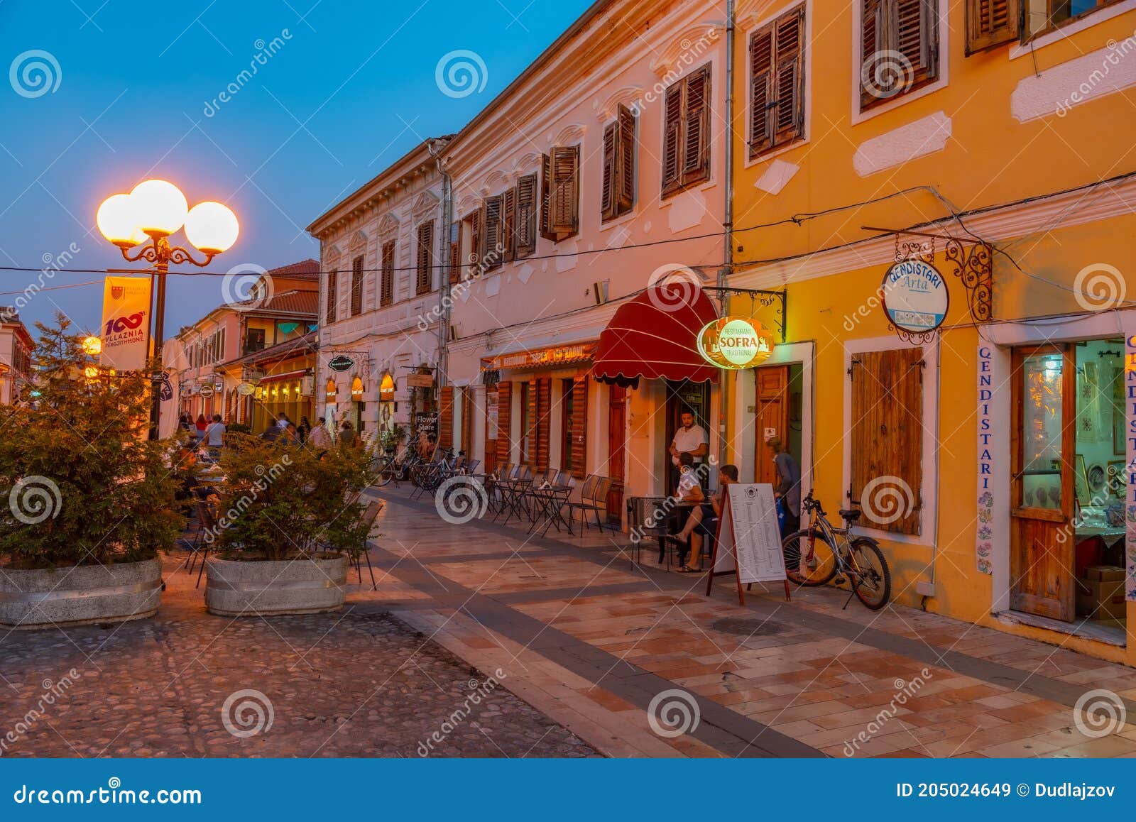 SHKODER, ALBANIA, SEPTEMBER 20, 2019: Sunset View of Rruga Kole ...
