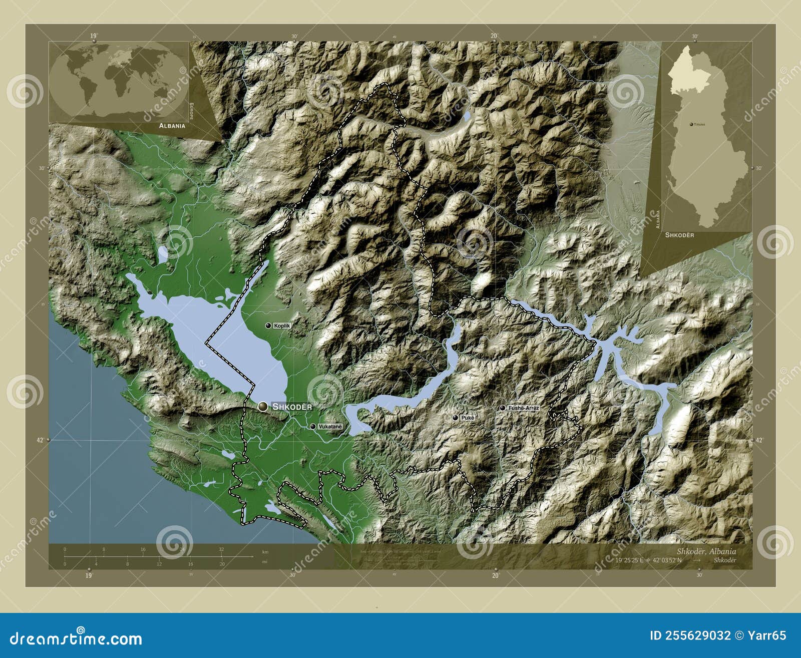 Shkoder, Albania. Wiki. Labelled Points of Cities Stock Illustration ...