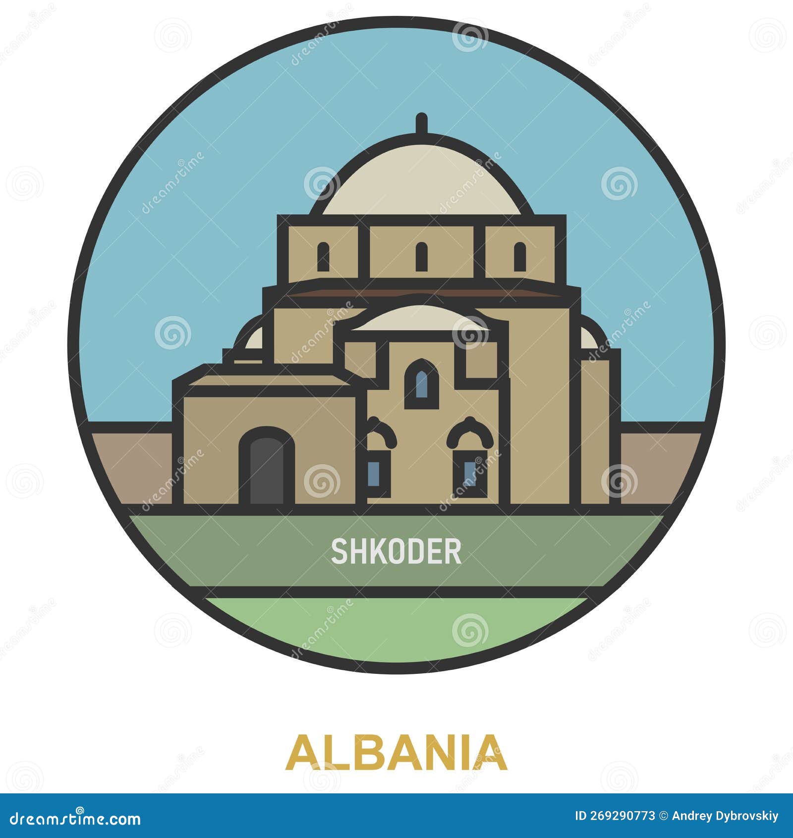 Shkoder. Cities and Towns in Albania Stock Vector - Illustration of ...