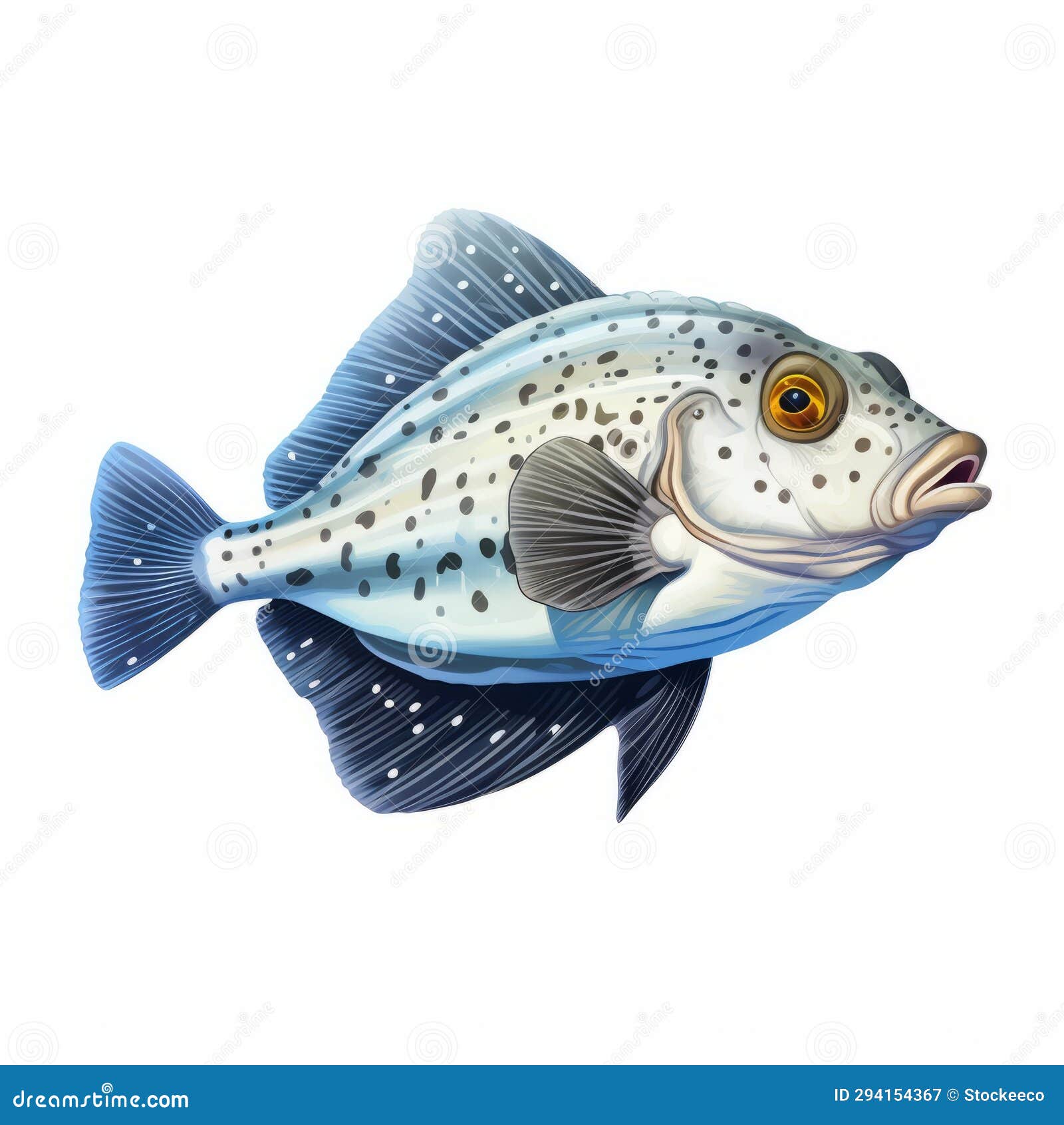 Realistic Flounder Drawing: White Spots on White Background Stock ...