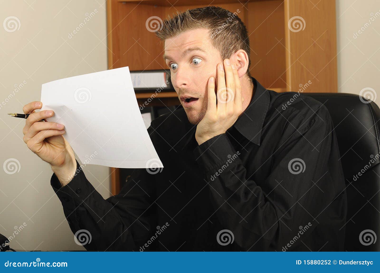 Shock stock photo. Image of decline, face, paper, official - 15880252