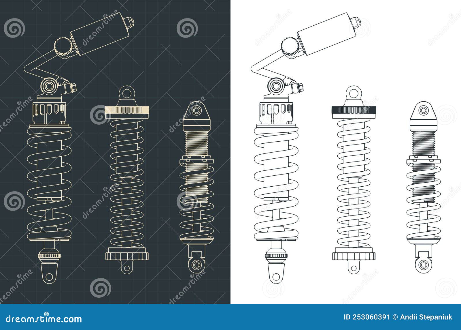 Shock Absorber Blueprints Set Stock Vector - Illustration of ...