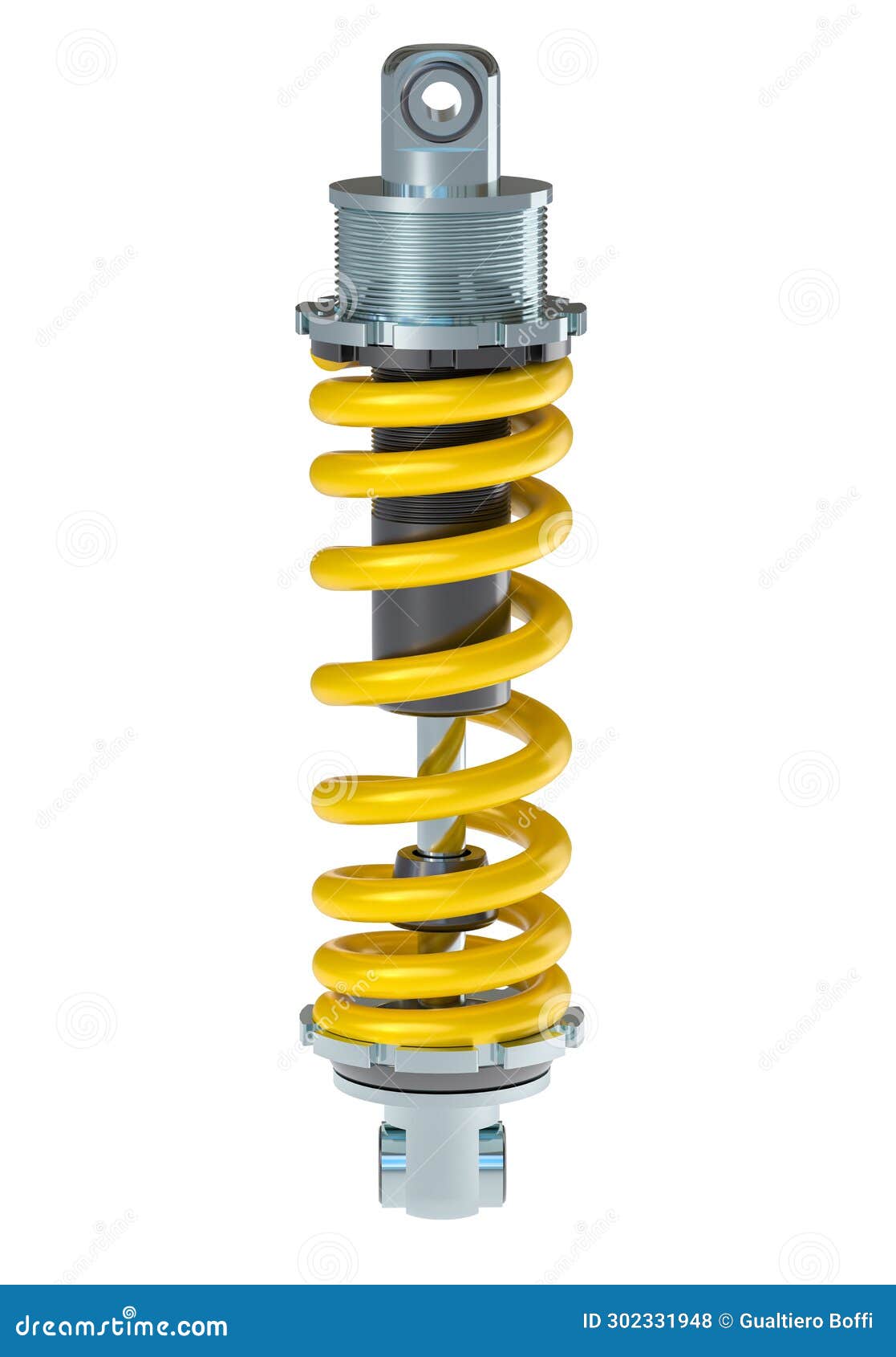 Shock Absorber with Yellow Spring Isolated on White Stock Illustration ...