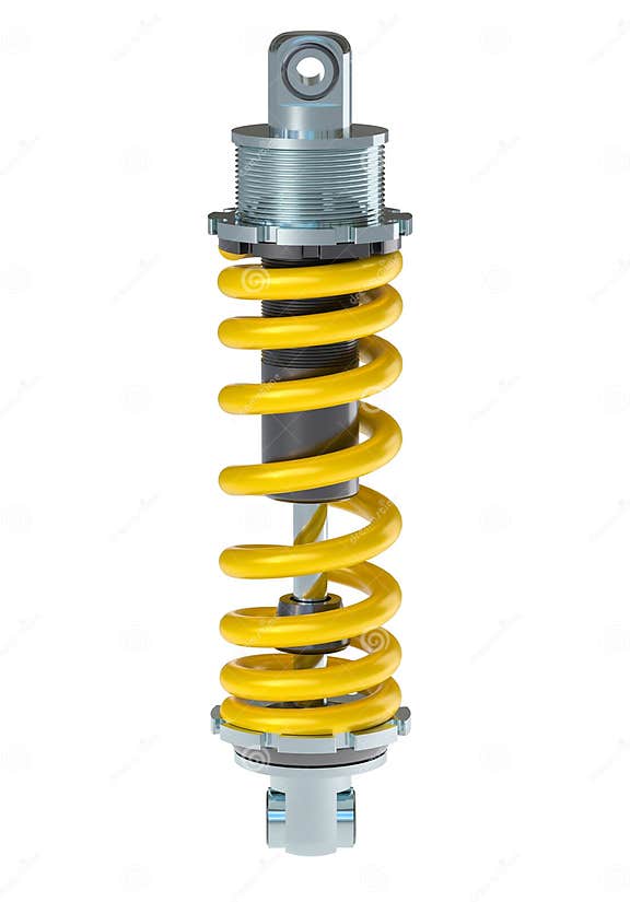 Shock Absorber with Yellow Spring Isolated on White Stock Illustration ...