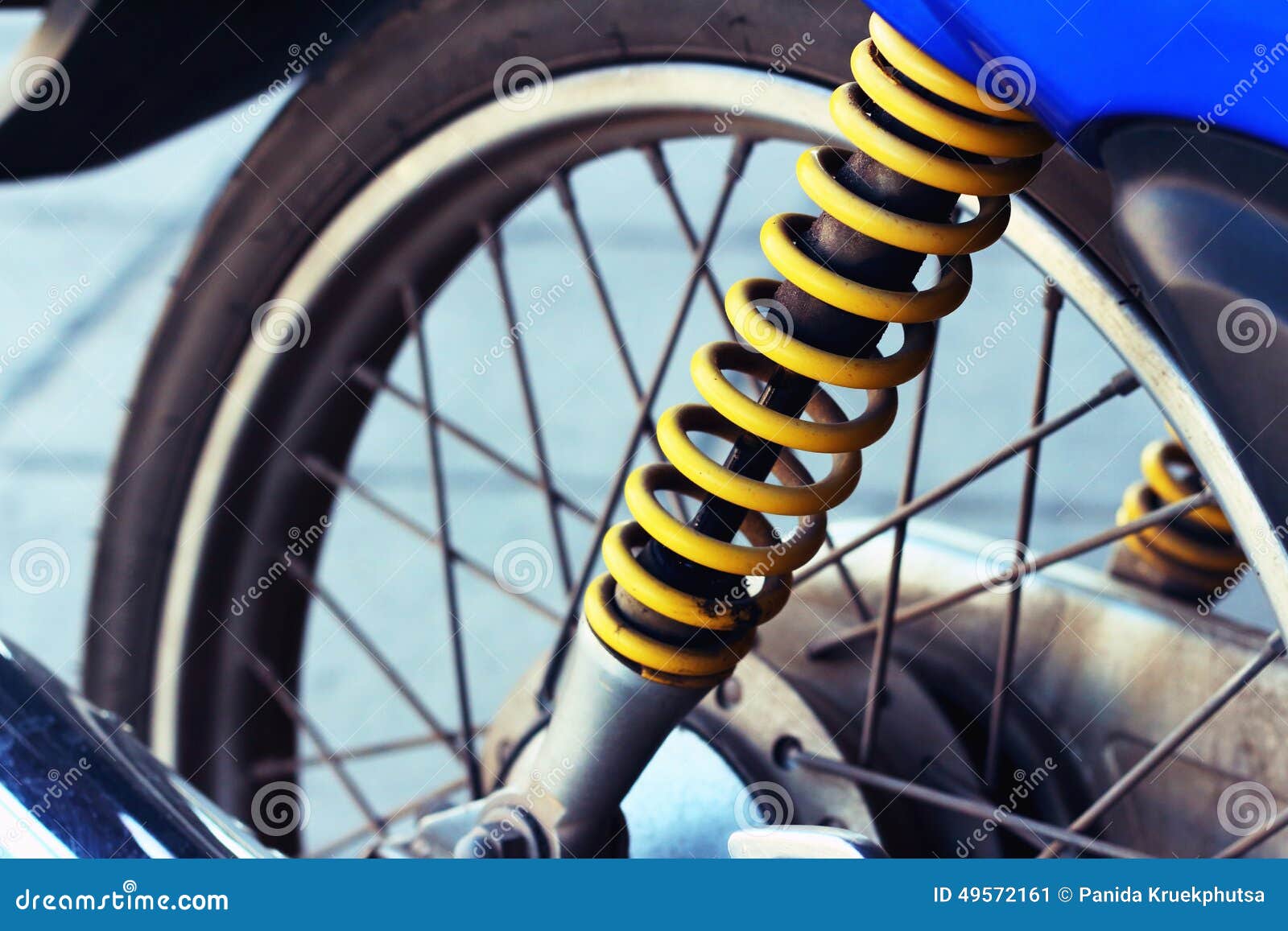 Shock Absorbers of Yellow Motorcycles at the Park Stock Image - Image ...