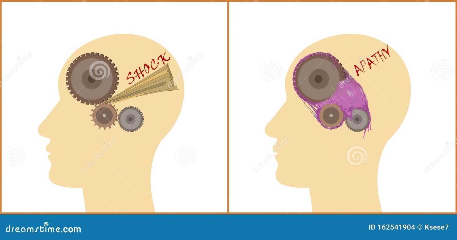 Shock and Apathy Illustrations. Head with Gearwheels Stock Photo ...