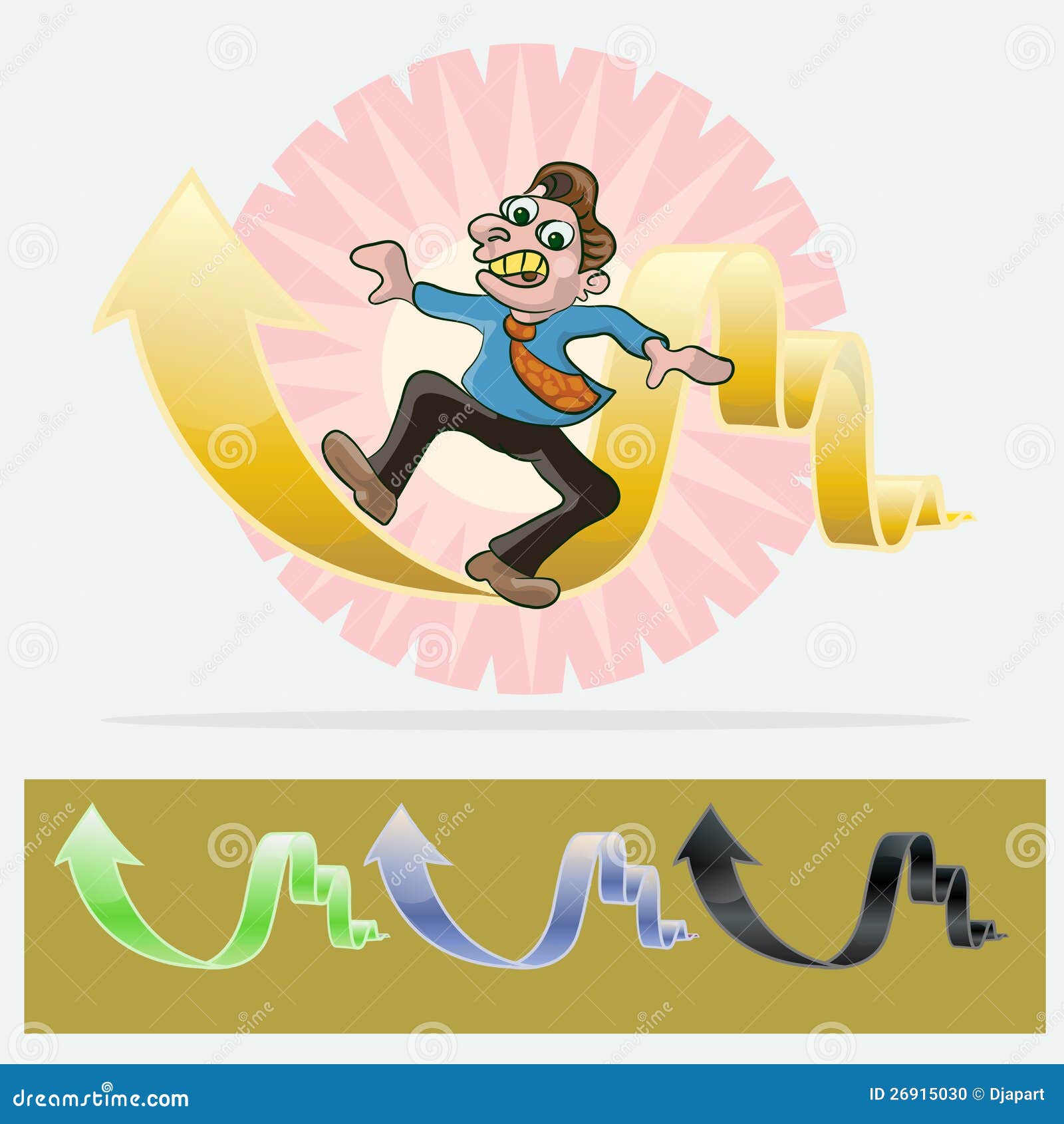 Shock Businessman Standing on Wave of Arrow Stock Vector - Illustration ...