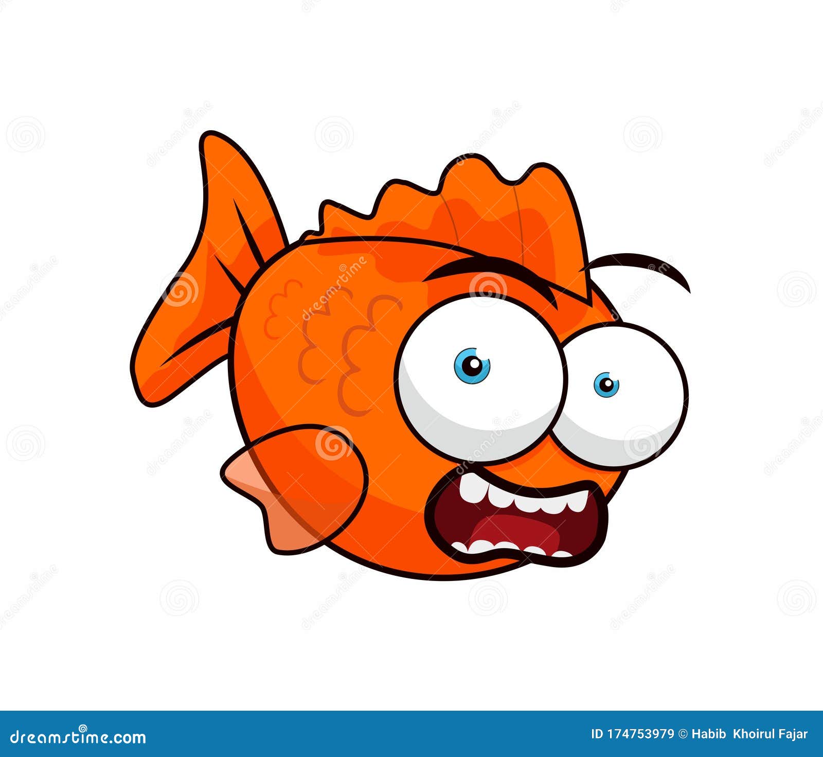 Shock Golden Fish stock vector. Illustration of people - 174753979