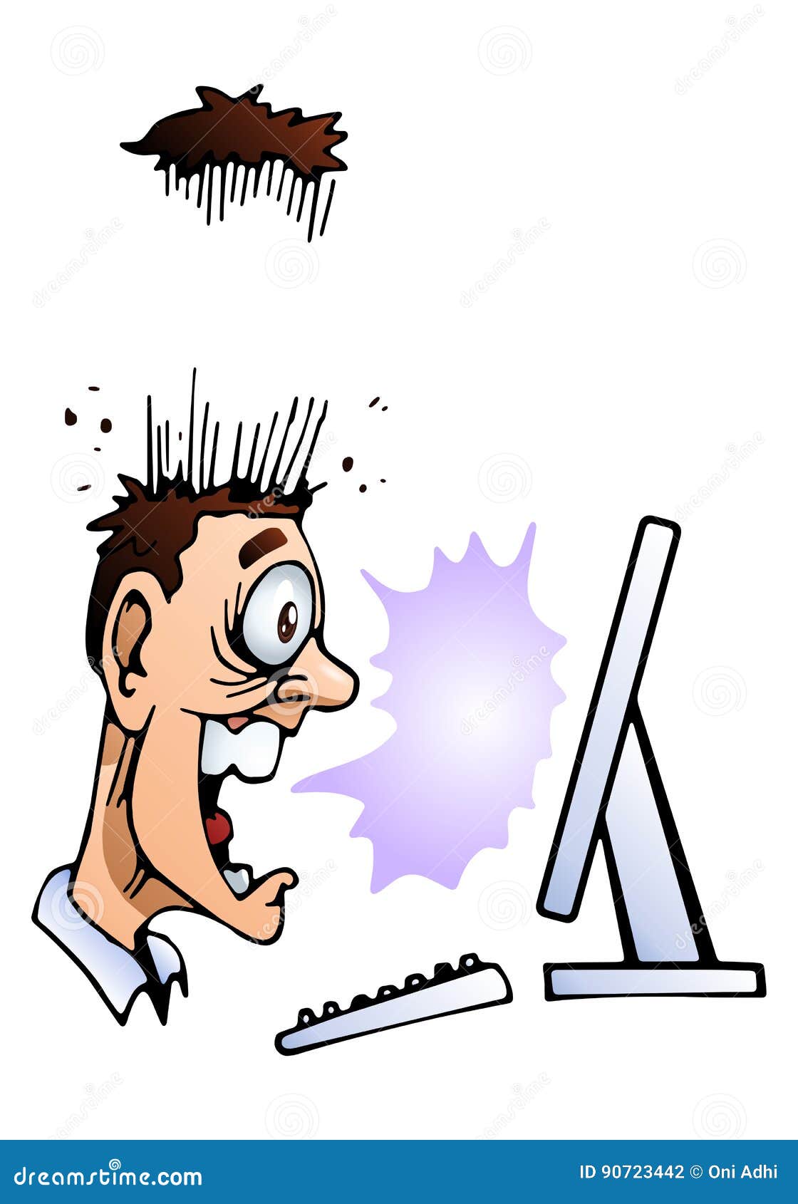 Shock Seeing Computer on Isolated White Stock Illustration ...