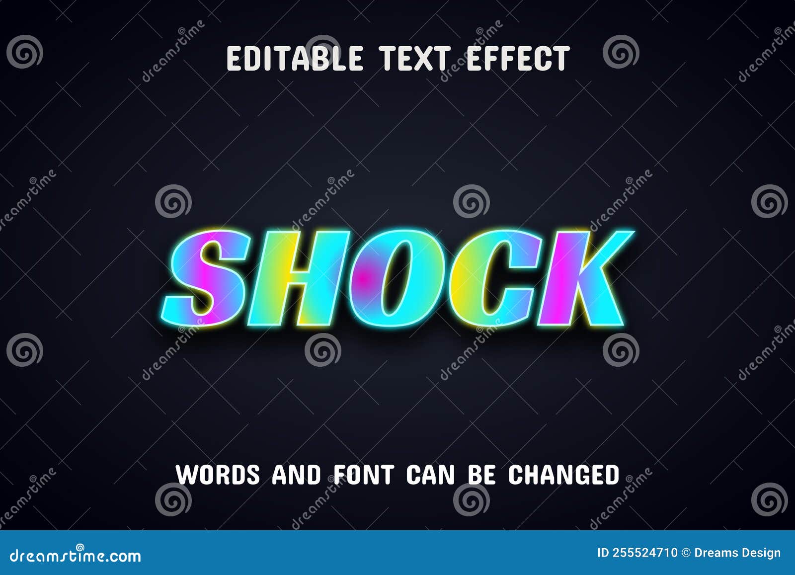 Shock Text - Colorful Neon Text Effect Editable Stock Vector ...