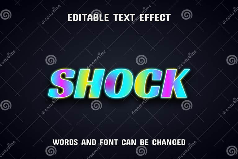 Shock Text - Colorful Neon Text Effect Editable Stock Vector ...