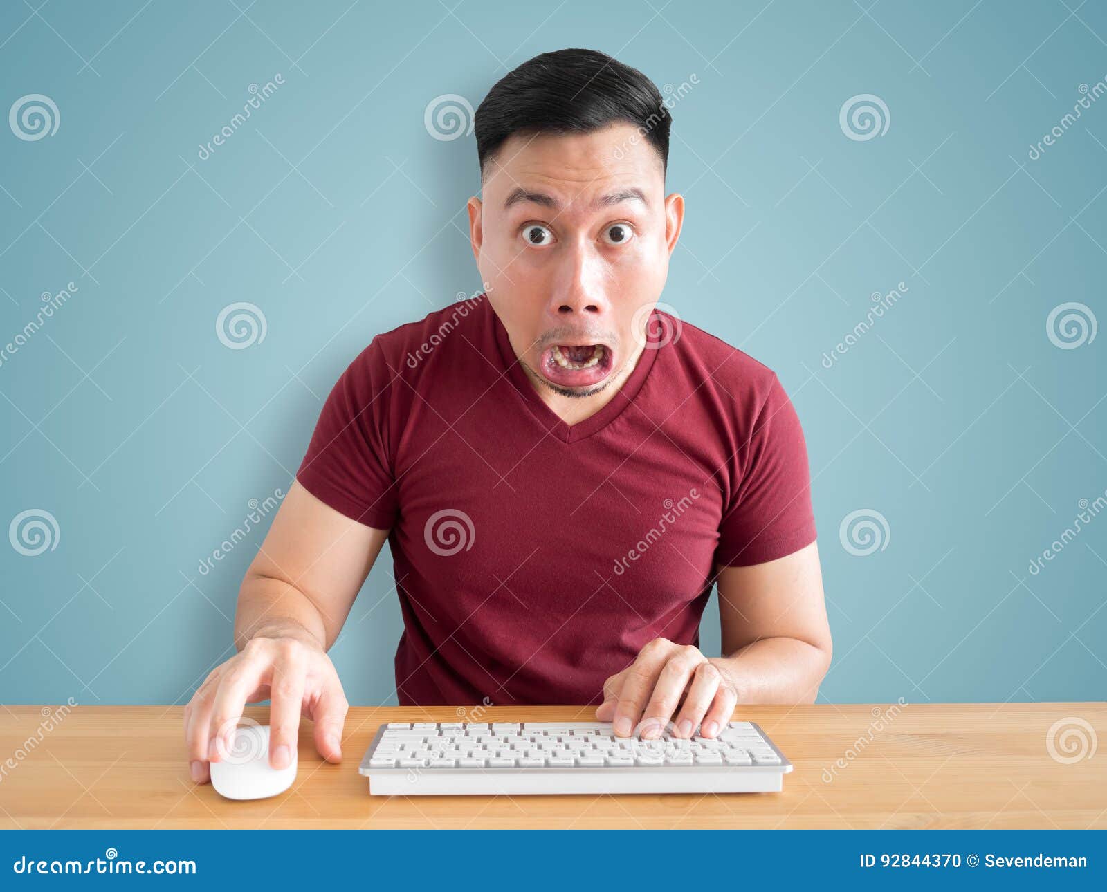 Shock and Wow Face of Man on His Work Desk. Stock Photo - Image of ...