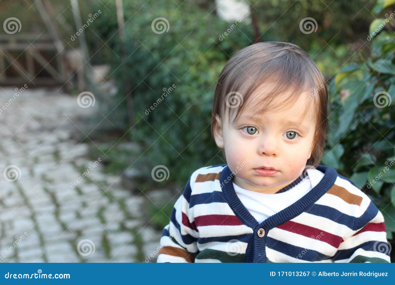 Shocked Baby Looking Away Outdoors Stock Image - Image of closeup ...