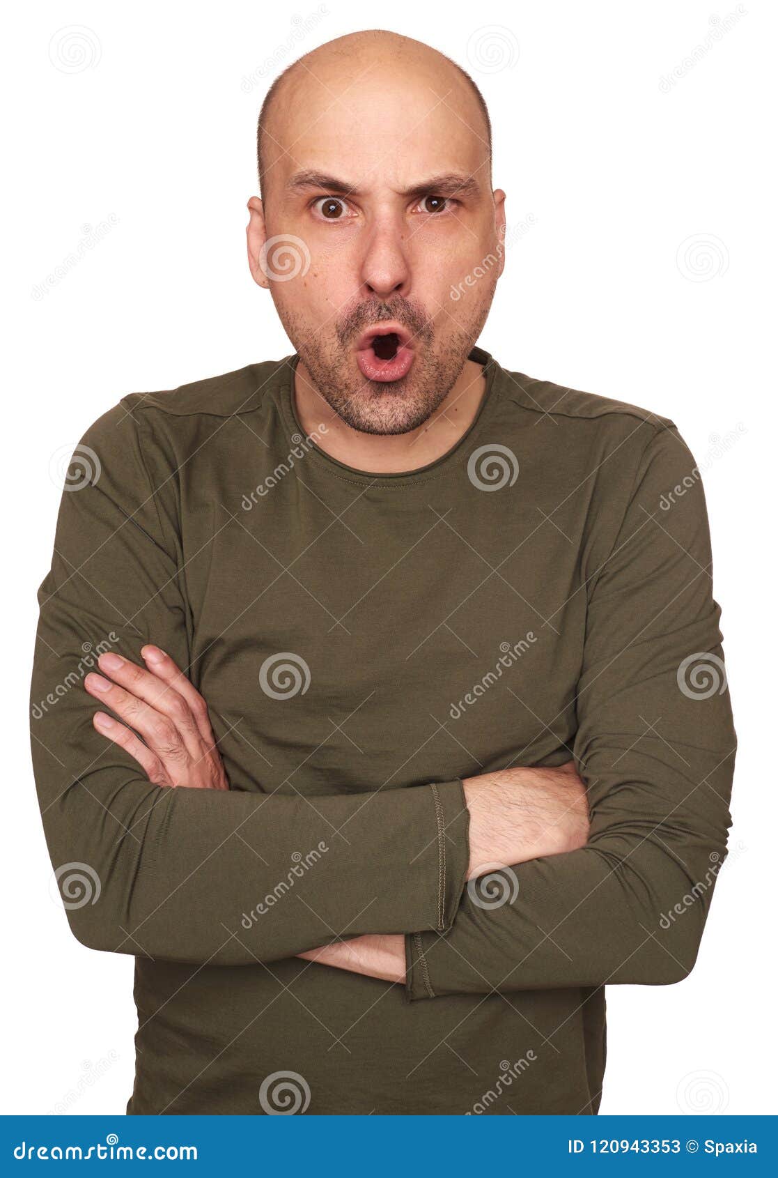 Shocked Bald Guy Looking at Camera. Stock Image - Image of spectacles ...