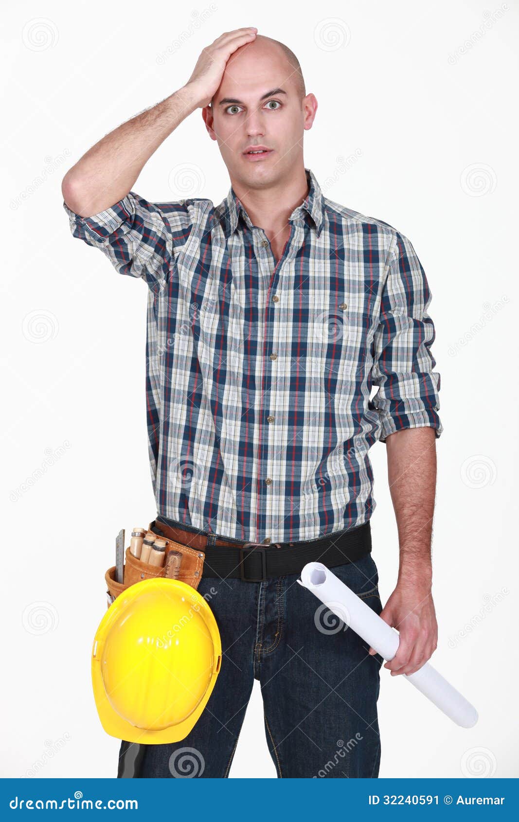 Shocked bold builder stock image. Image of despair, fresh - 32240591