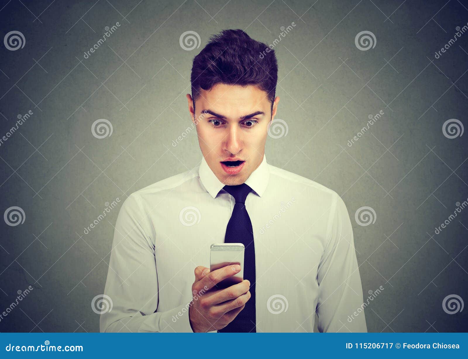 Shocked Business Man Checking His Mobile Phone Stock Image Image Of