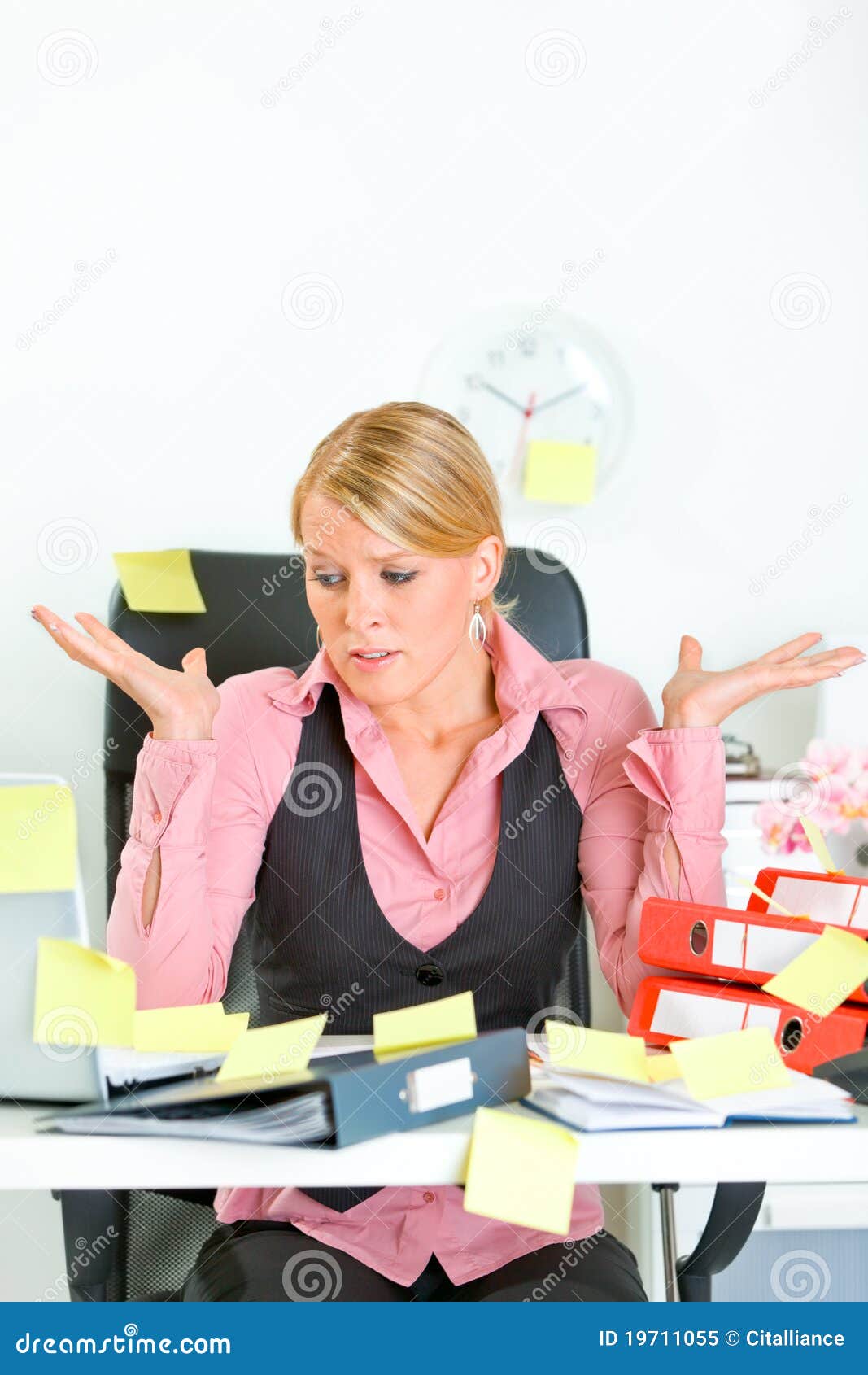 Shocked Business Woman Sitting at Workplace Stock Image - Image of desk ...