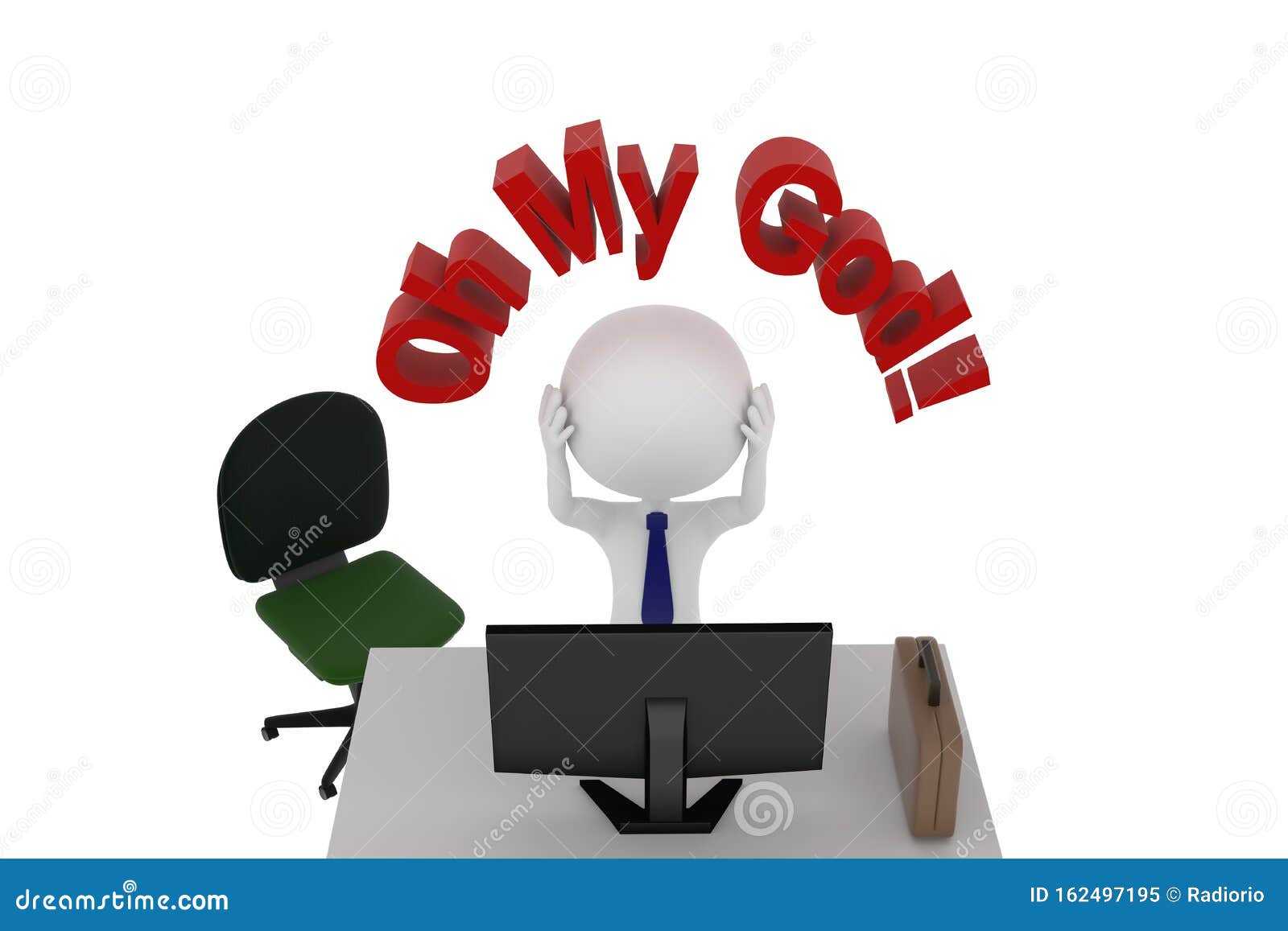 Shocked Businessman Watching Falling Graph On Computer Display, Vector ...