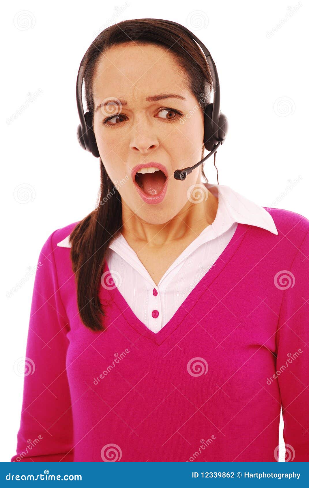 Shocked call centre worker stock photo. Image of agent - 12339862