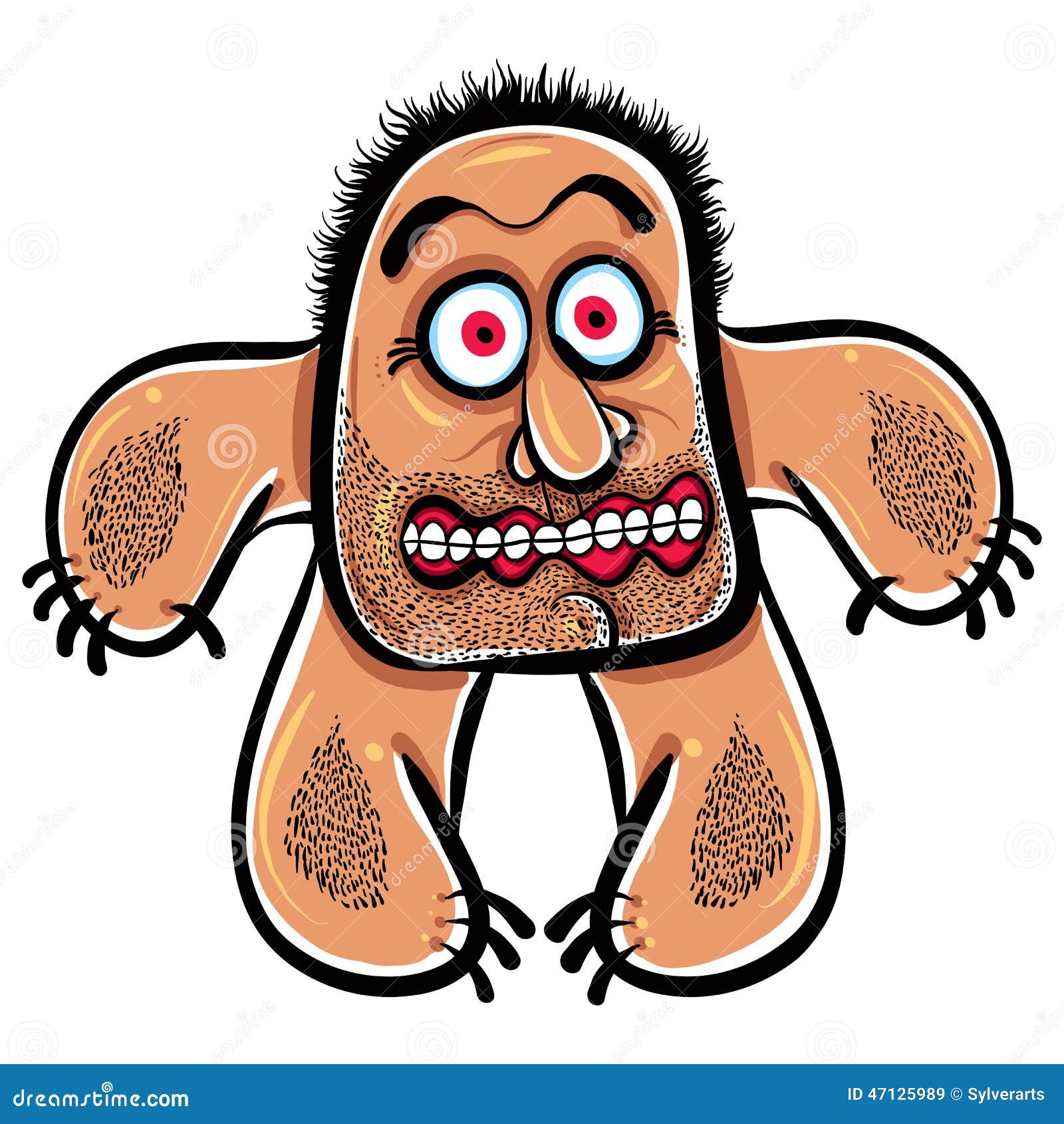 Shocked Cartoon Monster with Stubble, Stock Vector - Illustration of ...