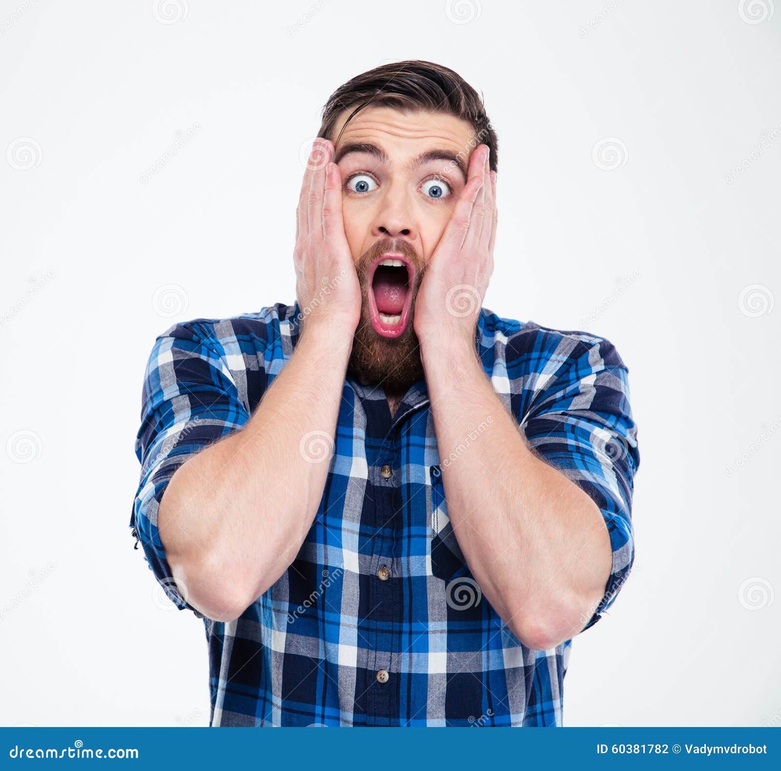 Shocked Casual Man Looking At Camera Stock Photo - Image of grimacing ...