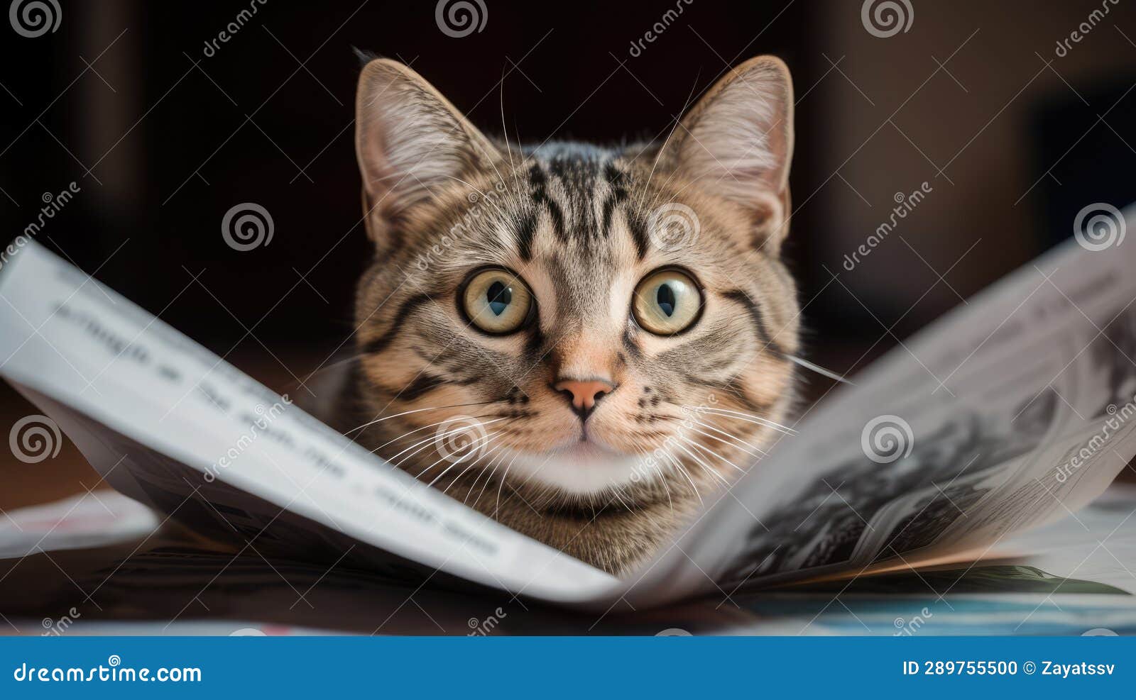 Shocked Cat Reading a Newspaper Stock Illustration - Illustration of ...