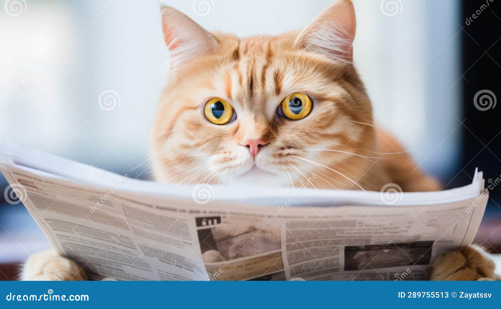 Shocked Cat Reading a Newspaper Stock Image - Image of magazine, kitten ...