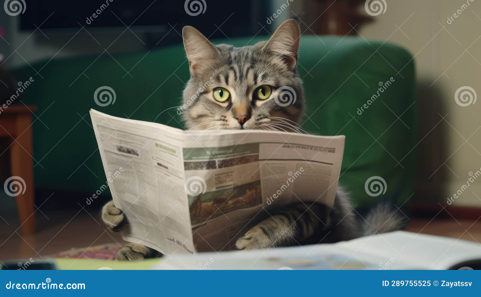 Shocked Cat Reading a Newspaper Stock Image - Image of read ...