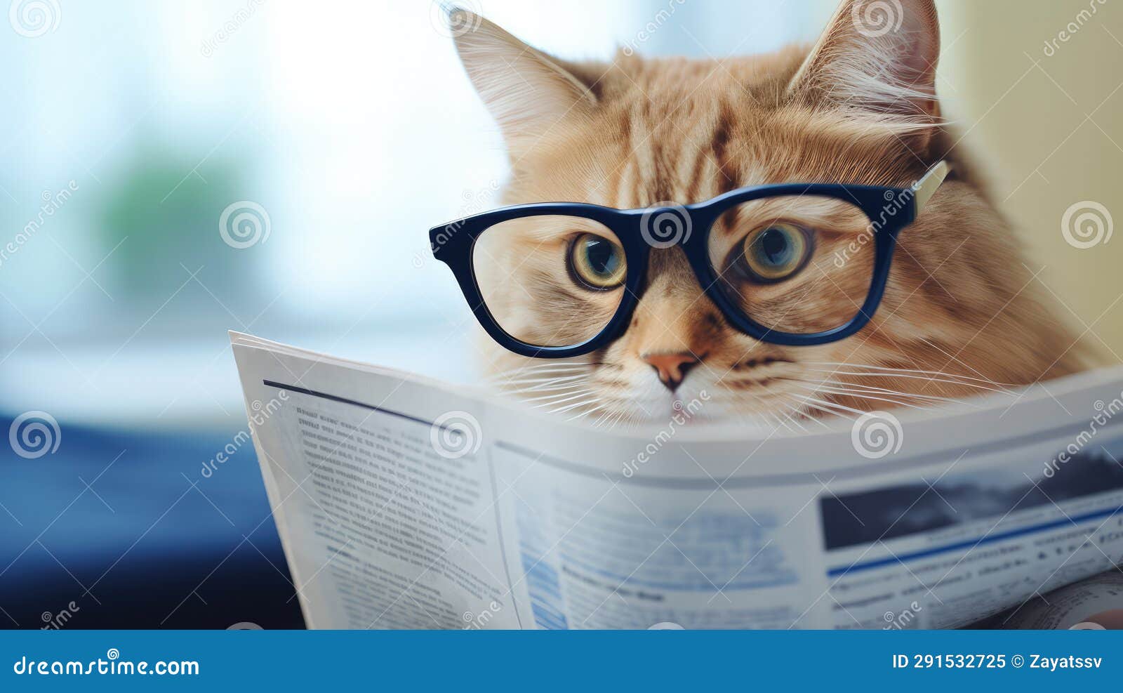 Shocked Cat Reading a Newspaper Stock Image - Image of concept, cute ...