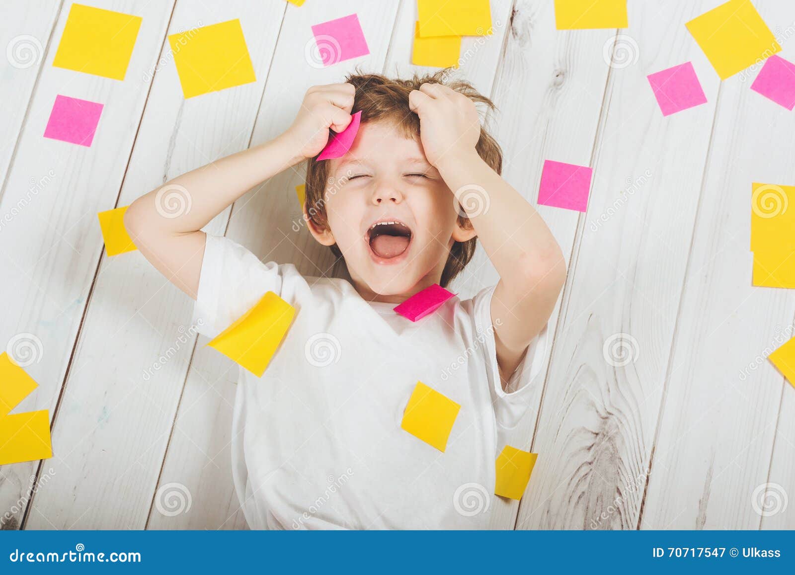 Shocked Child with Empty Stickers on His Body. Stock Image - Image of ...