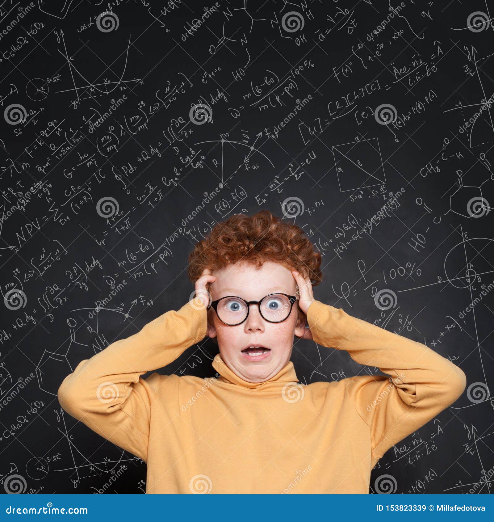 Shocked Child and Science Formulas Stock Image - Image of creativity ...