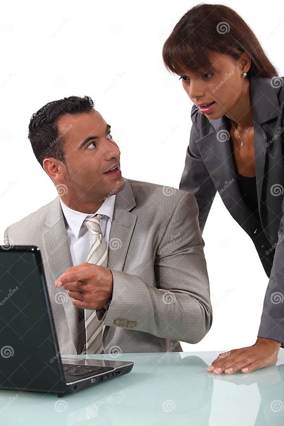 Shocked Colleagues Reading an E-mail Stock Photo - Image of company ...