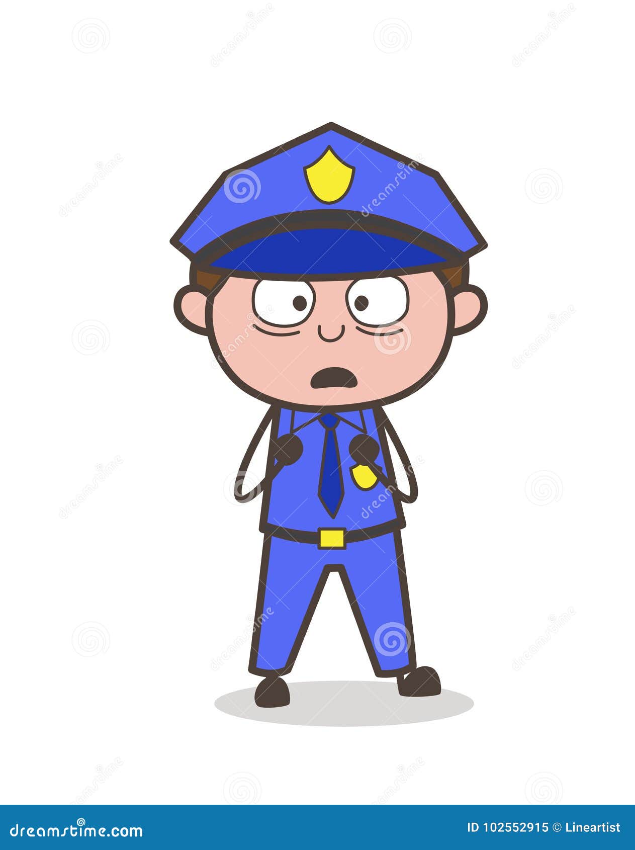 Shocked Comic Officer Character Stock Illustration - Illustration of ...