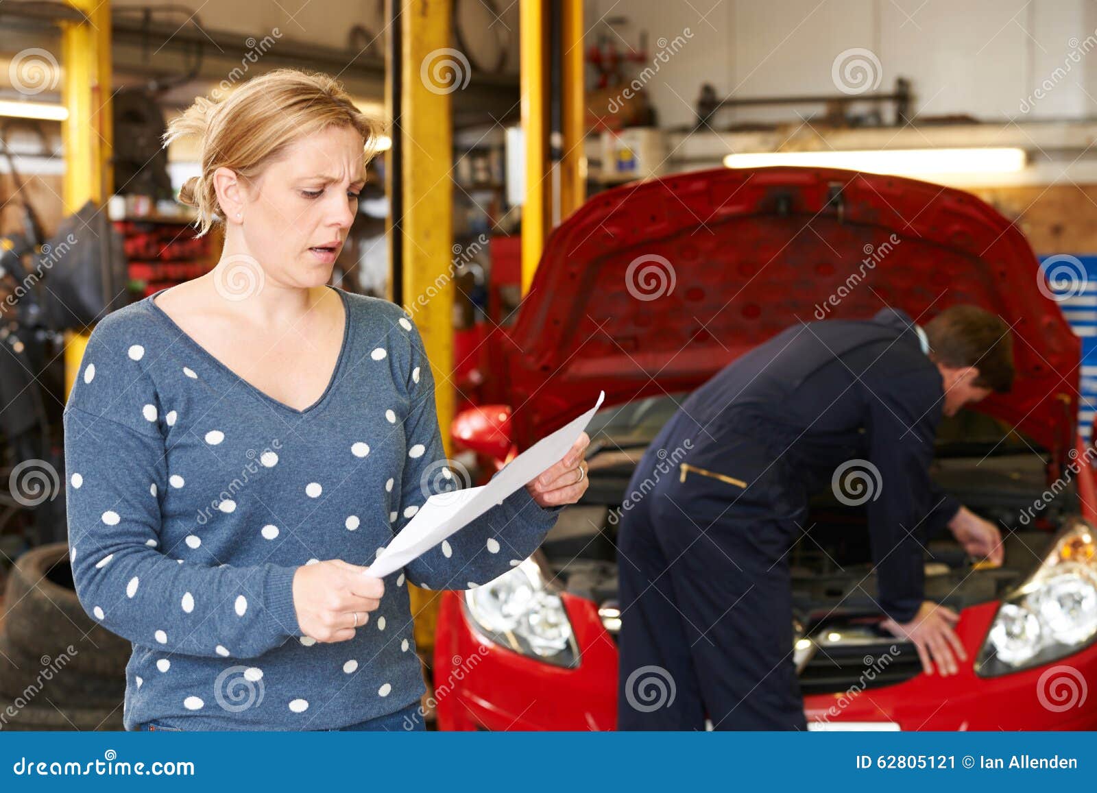 Shocked Customer Looking at Garage Bill Stock Image - Image of ...