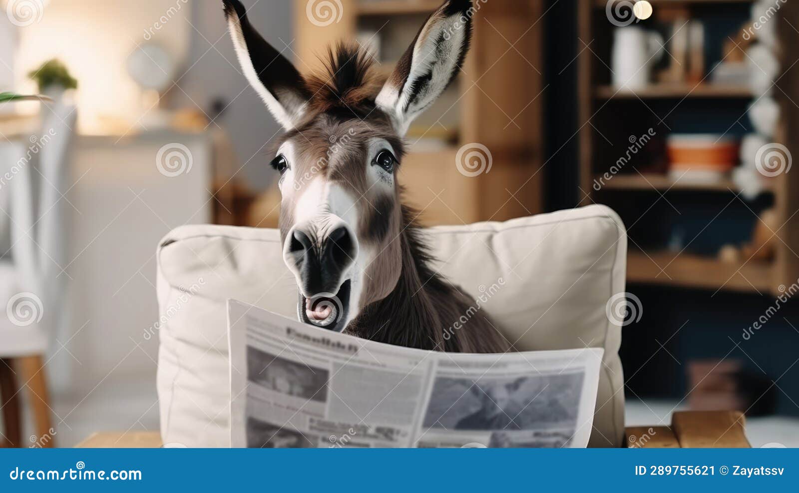 Shocked Donkey Reading a Newspaper Stock Image - Image of looking, cute ...