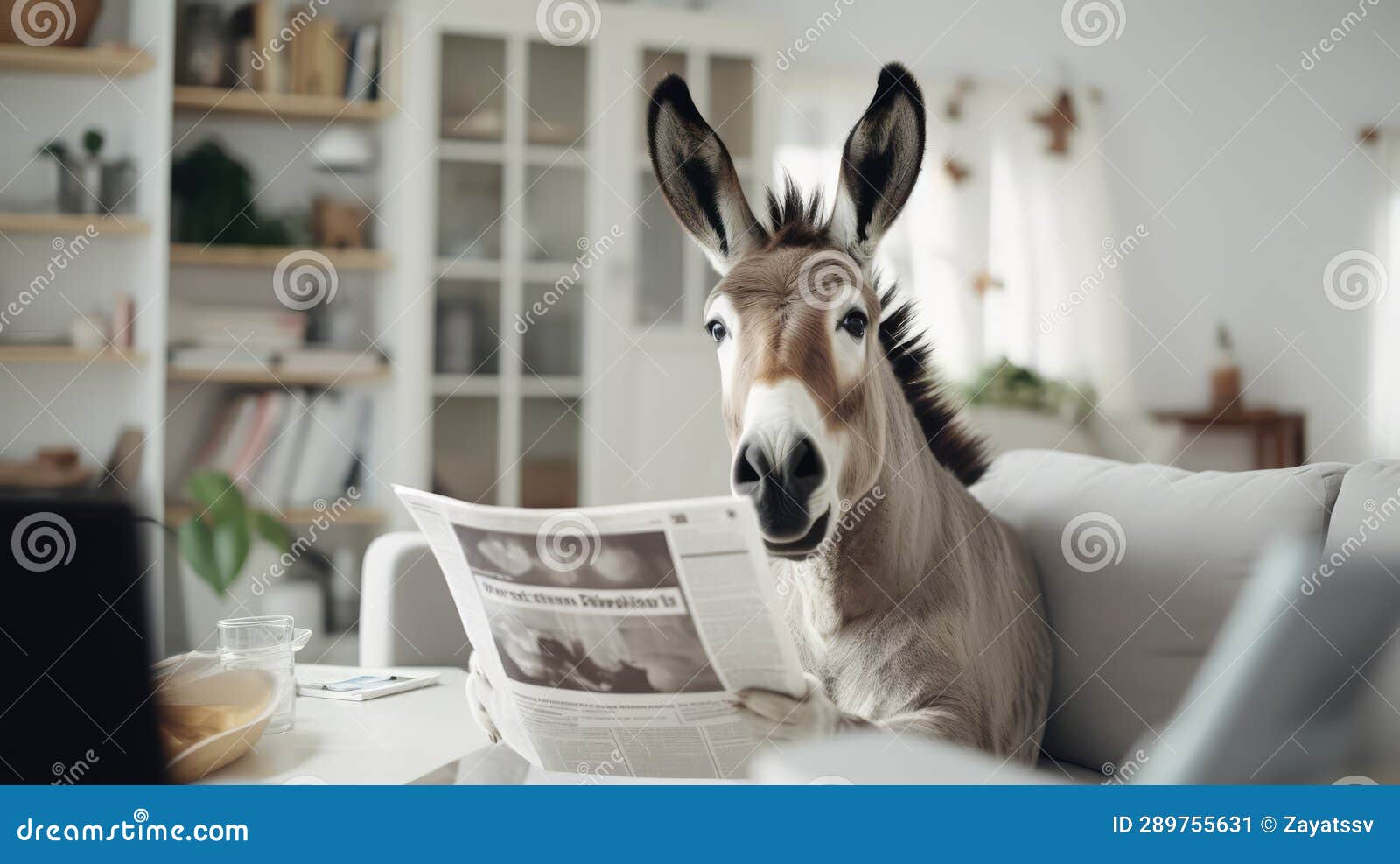 Shocked Donkey Reading a Newspaper Stock Illustration - Illustration of ...