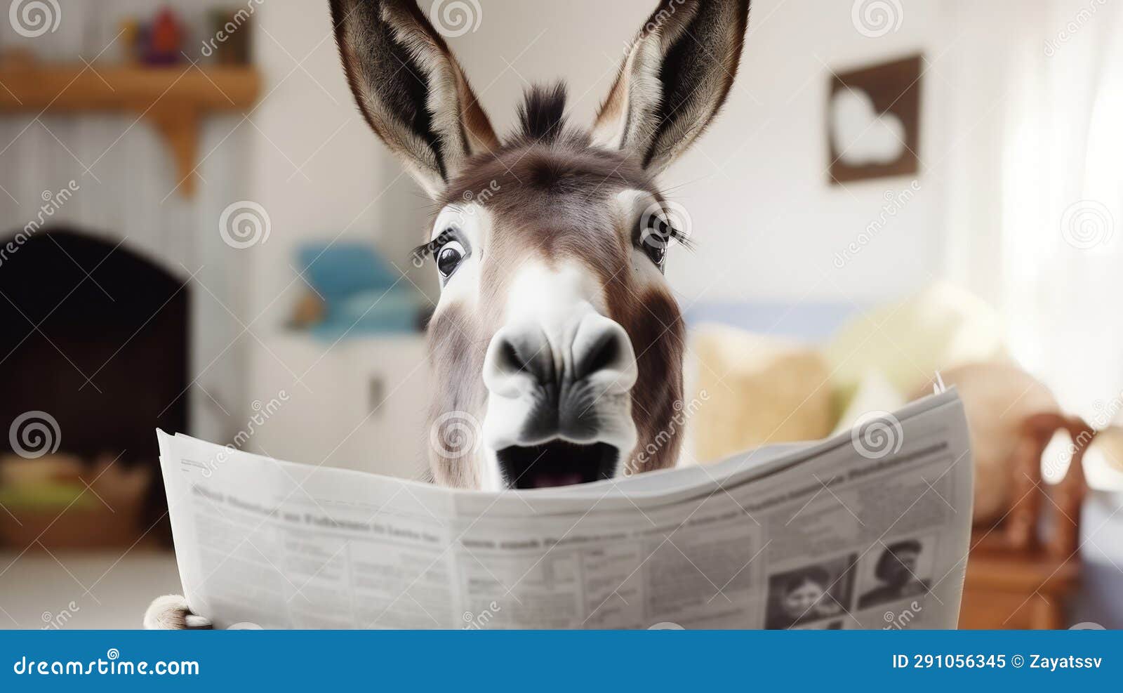 Shocked Donkey Reading a Newspaper Stock Image - Image of press, animal ...