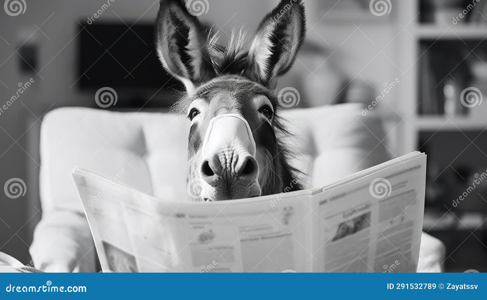 Shocked Donkey Reading a Newspaper Stock Image - Image of holding, read ...