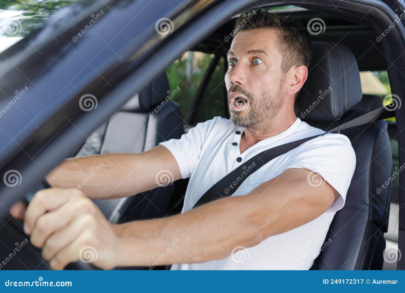 Shocked driver in car stock image. Image of young, vehicle - 249172317