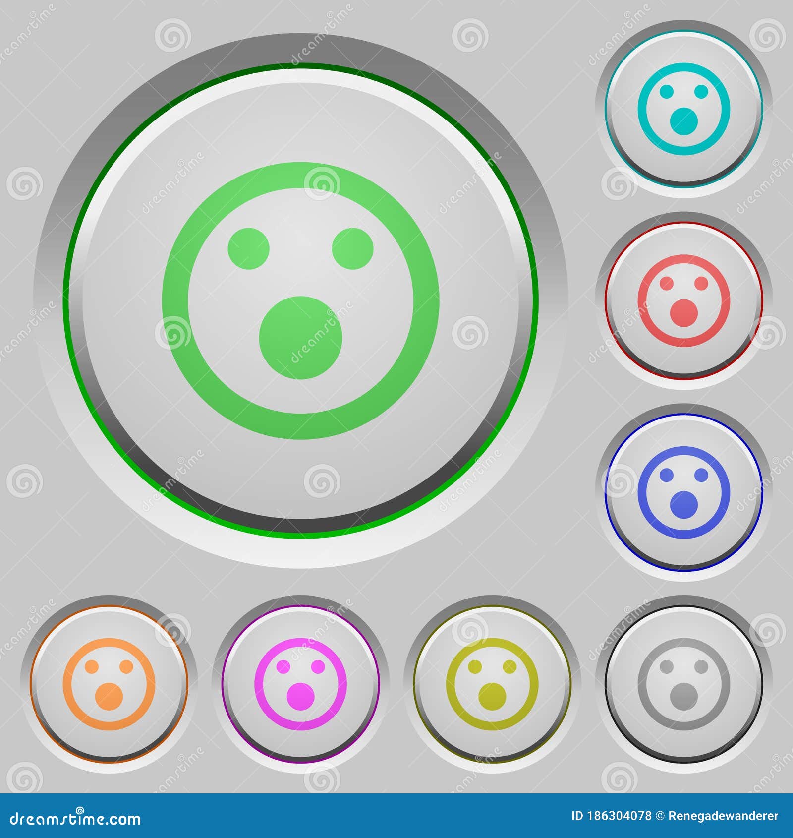 Shocked Emoticon Glossy Button Set Cartoon Vector | CartoonDealer.com ...