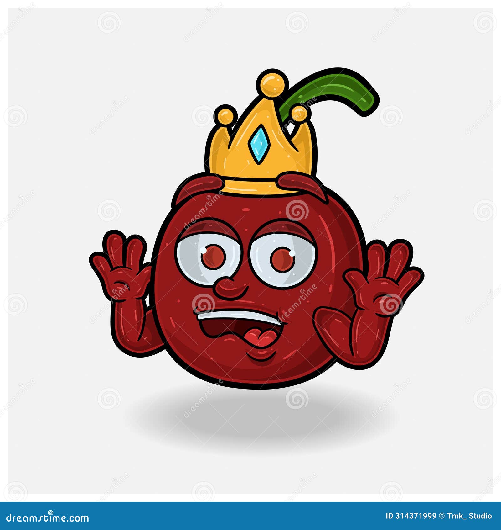 Shocked Expression with Cherry Fruit Crown Mascot Character Cartoon ...