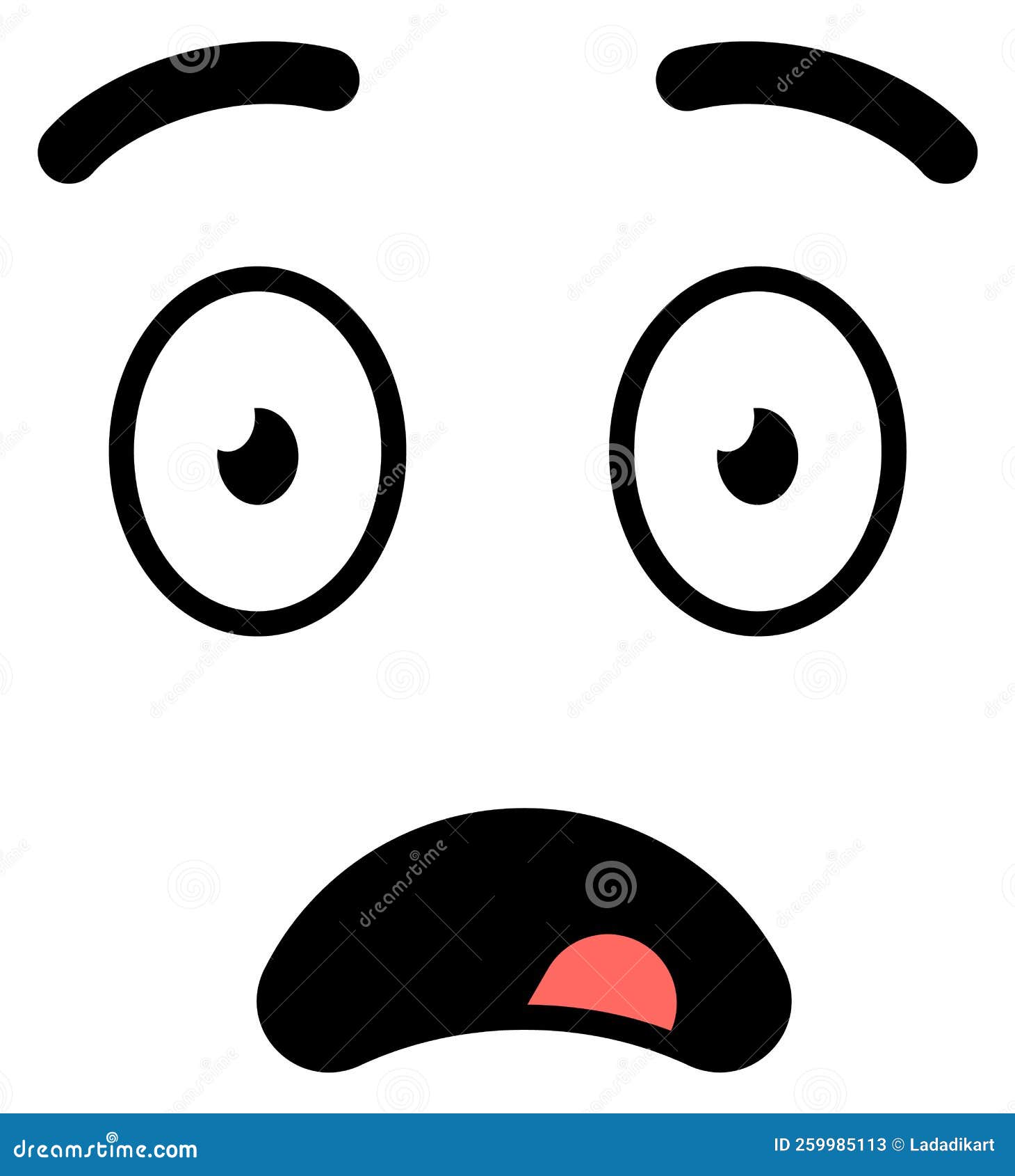 Shocked Face Doodle. Scared Expression with Open Mouth Stock Vector ...