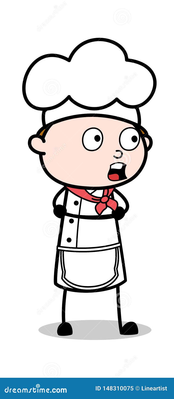 Shocked Face Expression - Cartoon Waiter Male Chef Vector Illustration ...