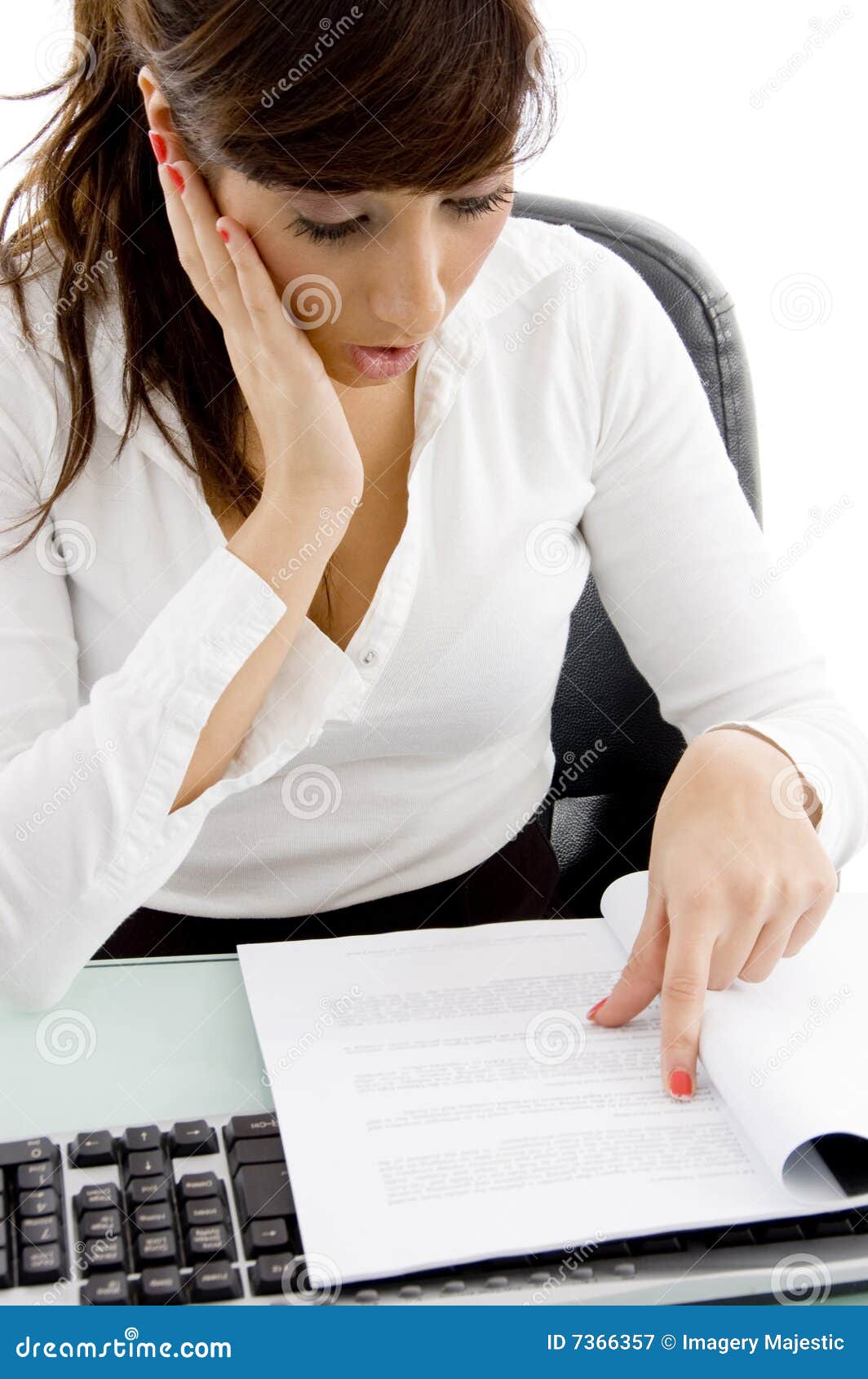 Shocked Female Executive Reading a Document Stock Image - Image of ...