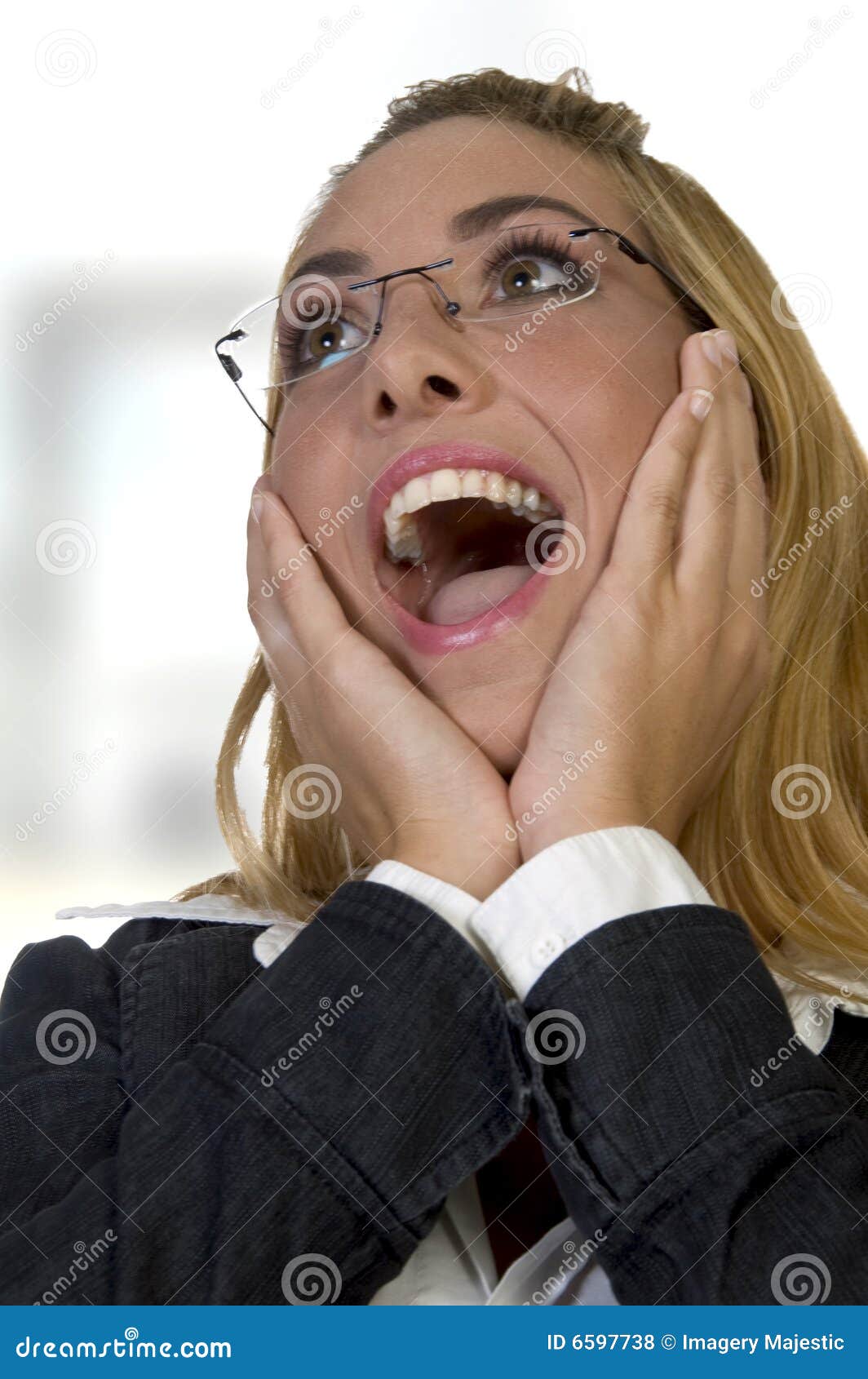 Shocked Female with Hands on Face Stock Photo - Image of face ...