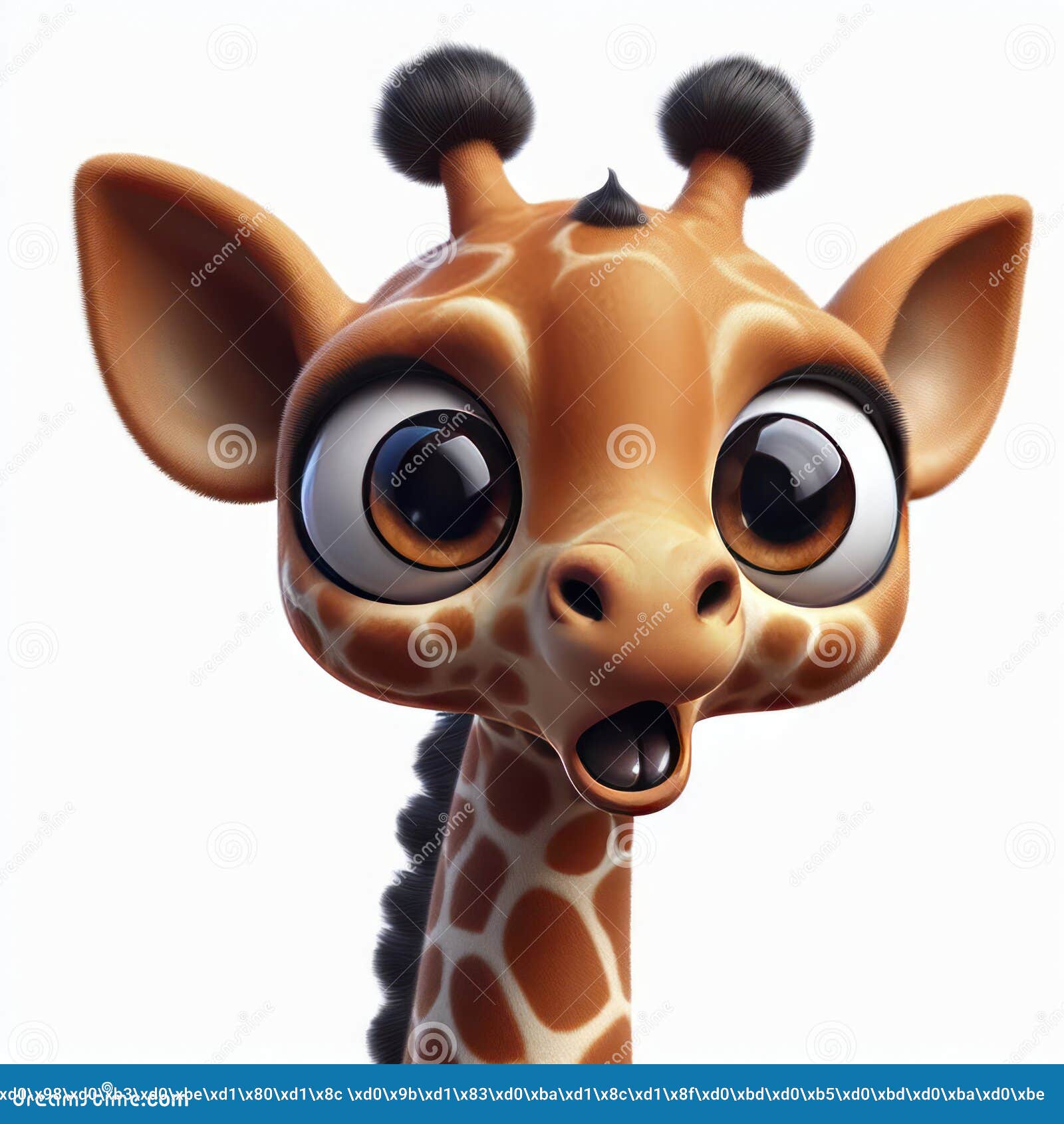 Shocked Giraffe with Big Eyes Isolated on White Background. Ai ...