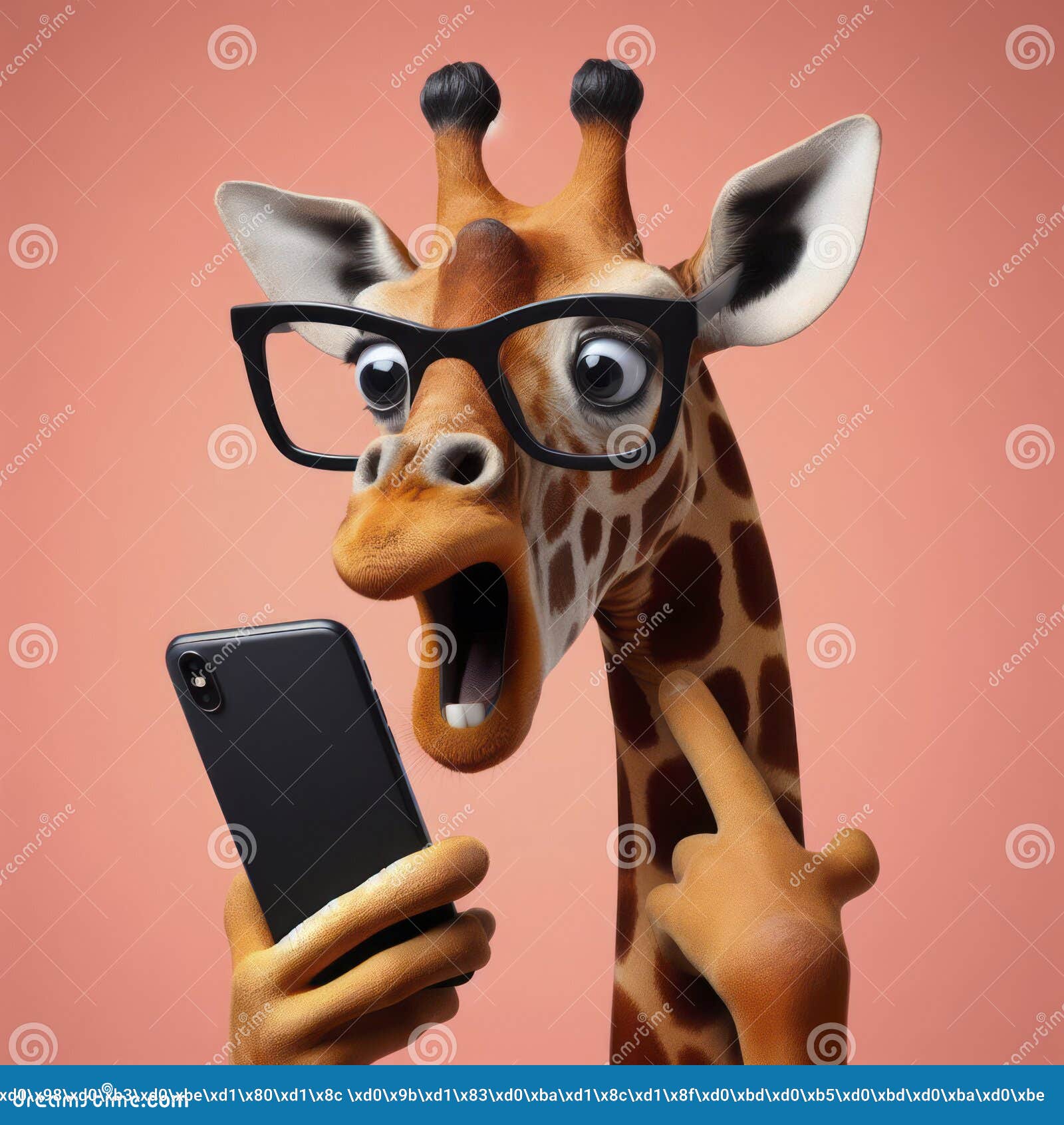 Shocked Giraffe in Glasses Holding Smartphone. Ai Generative Stock ...